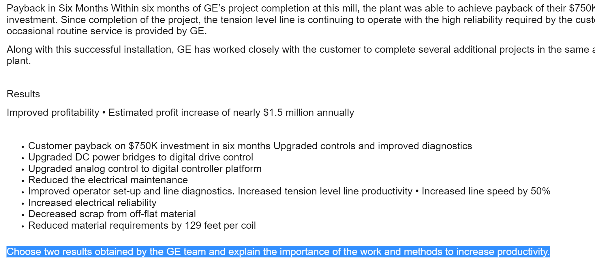 Solved Case Study: GE Energy Aluminum Manufacturer | Chegg.com