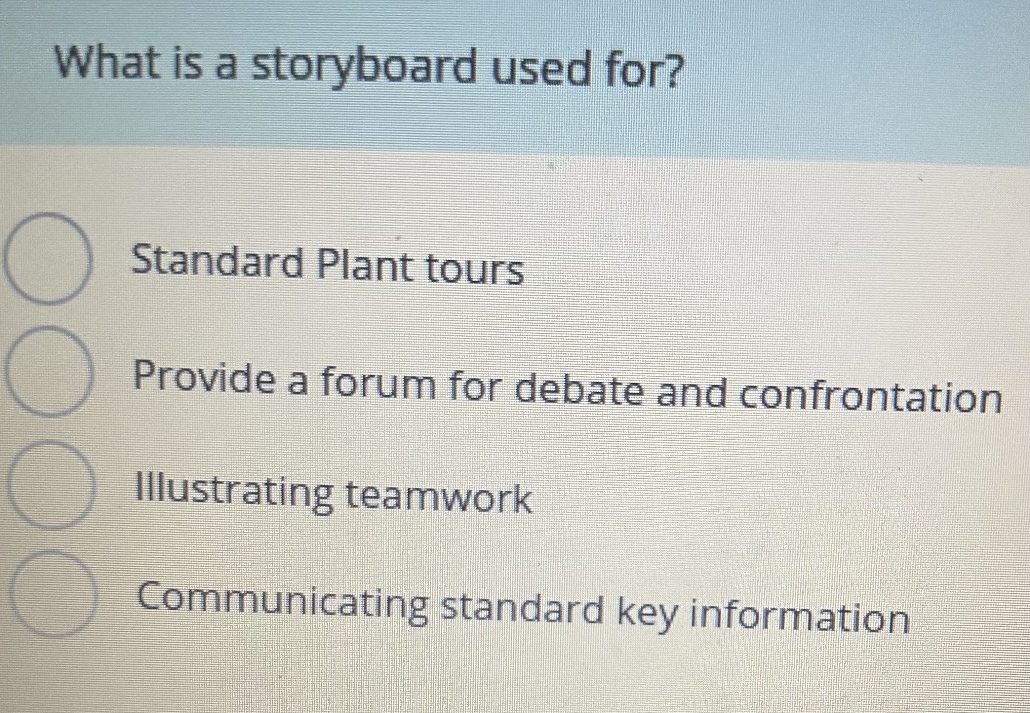 Solved What is a storyboard used for?Standard Plant | Chegg.com