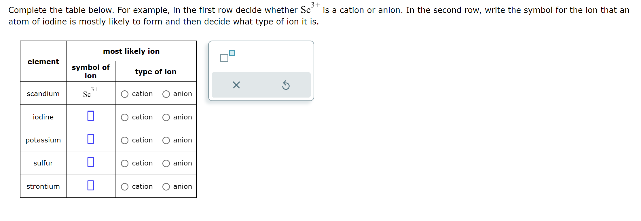 Solved Complete the table below. For example, in the first | Chegg.com