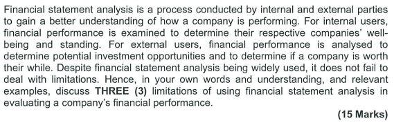 Solved Financial statement analysis is a process conducted | Chegg.com
