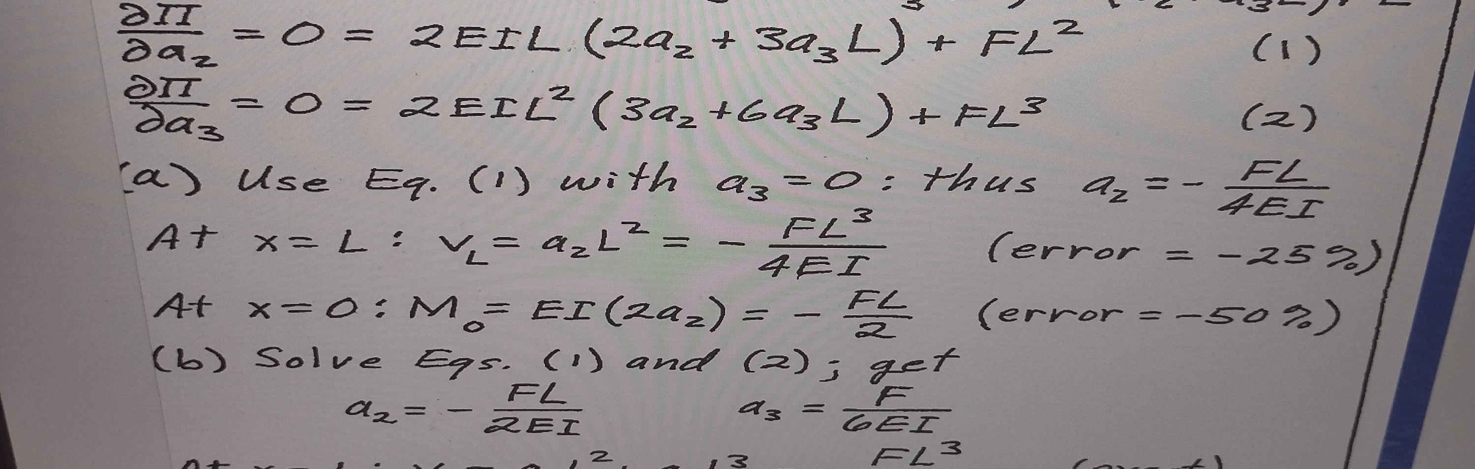 Solved How do you solve equations (1) and (2) to get a2 = - | Chegg.com