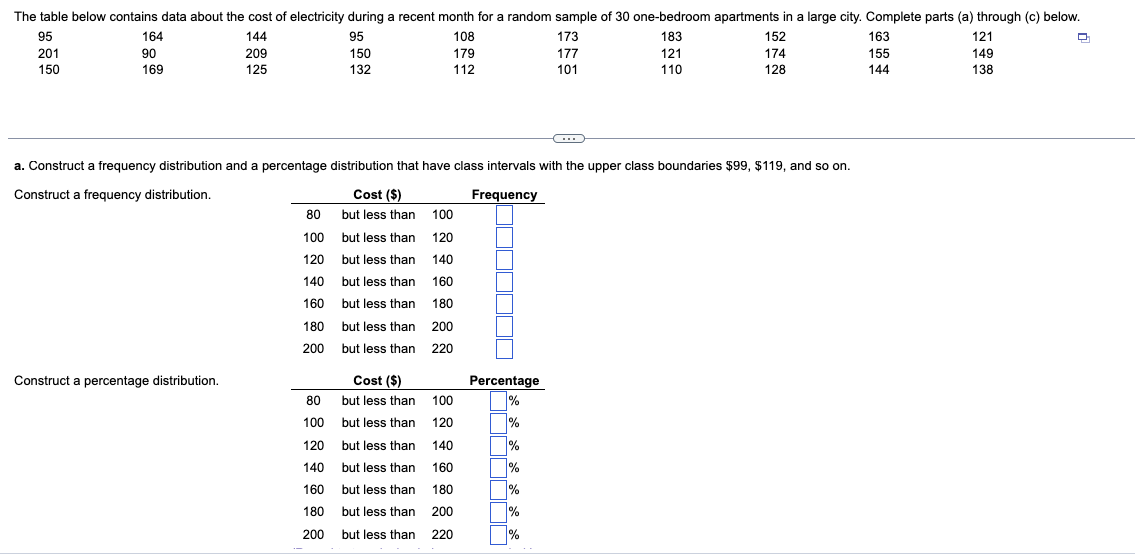 Solved a. Construct a frequency distribution and a | Chegg.com