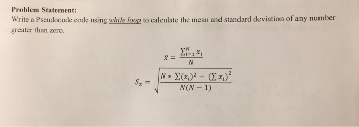 Solved Problem Statement: Write a Pseudocode code using | Chegg.com