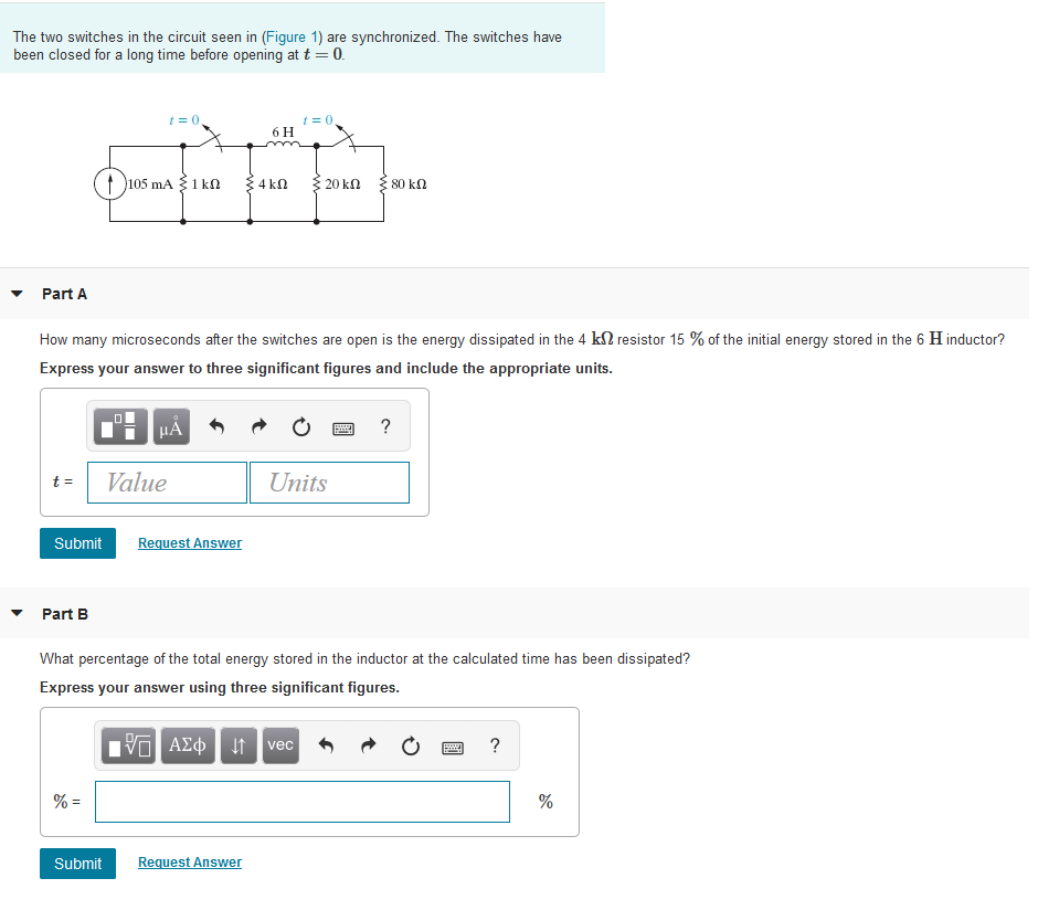 Solved The two switches in the circuit seen in (Figure 1) | Chegg.com
