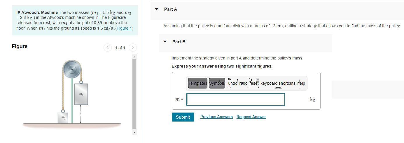Solved IP Atwood's Machine The two masses (m1=5.5 kg and m2 | Chegg.com