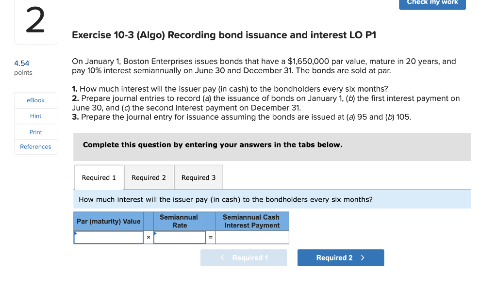 Solved 2 4.54 points eBook Hint Print References Check my | Chegg.com