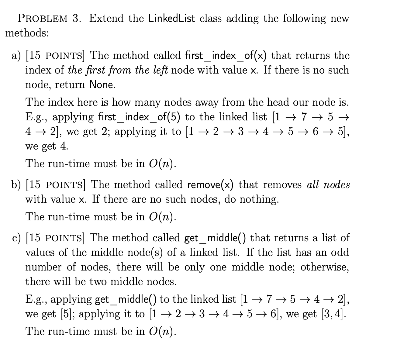 Problem 3 Extend The Linkedlist Class Adding The