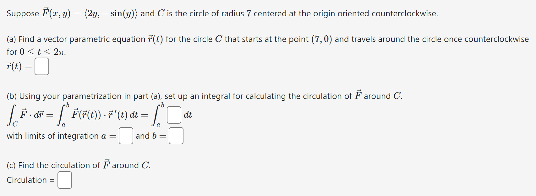 Solved Suppose vec(F)(x,y)=(:2y,-sin(y):) ﻿and C ﻿is the | Chegg.com
