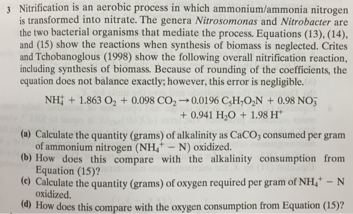 3 Nitrification is an aerobic process in which | Chegg.com