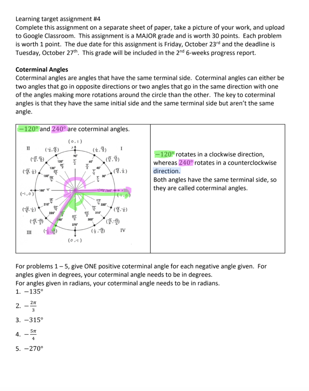 Solved Learning target assignment #4 Complete this | Chegg.com