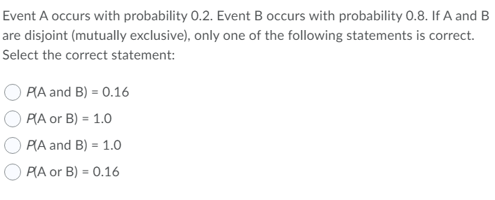Solved Event A occurs with probability 0.2. Event B occurs | Chegg.com
