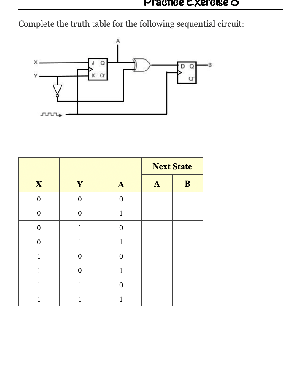 Solved Complete the truth table for the following sequential | Chegg.com
