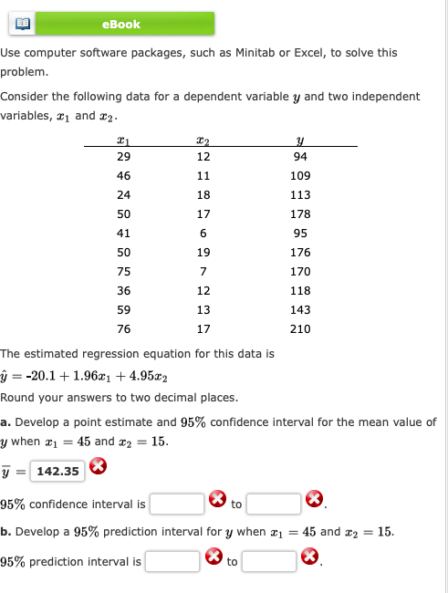 Solved eBook Use computer software packages, such as Minitab | Chegg.com