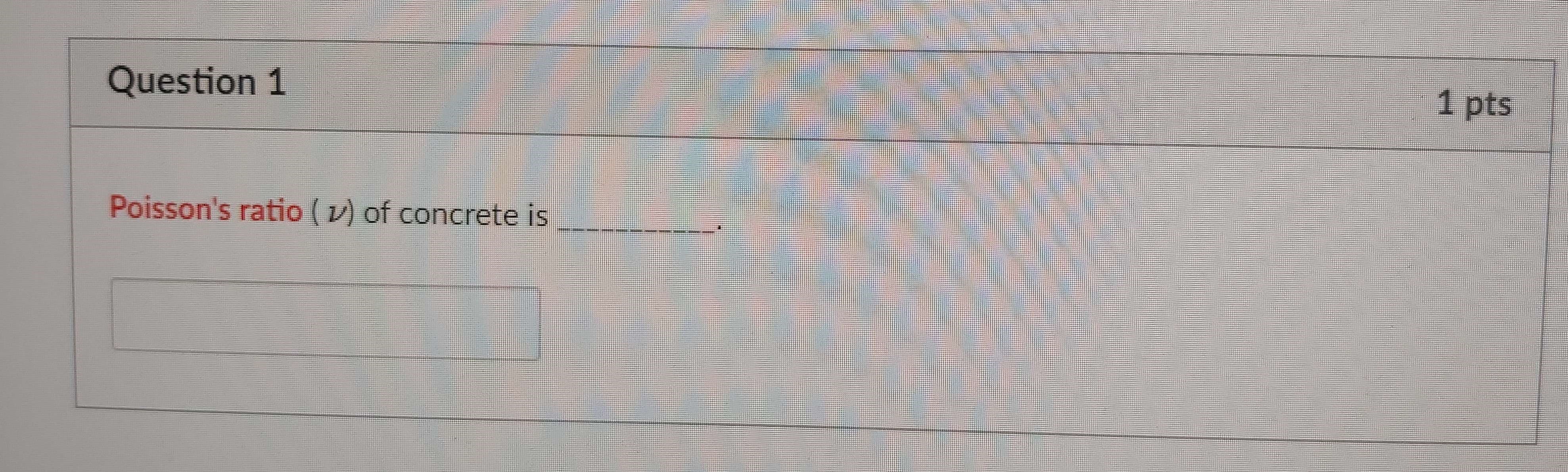 Solved Poisson's ratio \\( (\\nu) \\) of concrete | Chegg.com