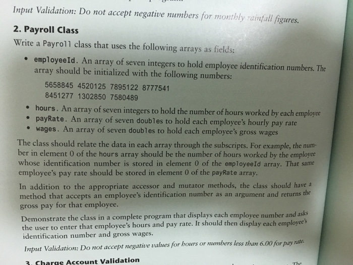 Solved Input Validation: Do not accept negative numbers for | Chegg.com