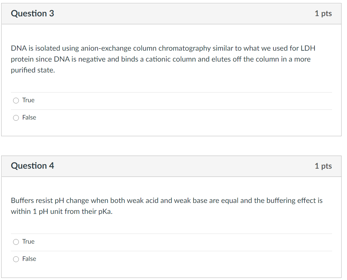 Solved Question 3 1 pts DNA is isolated using anion-exchange | Chegg.com