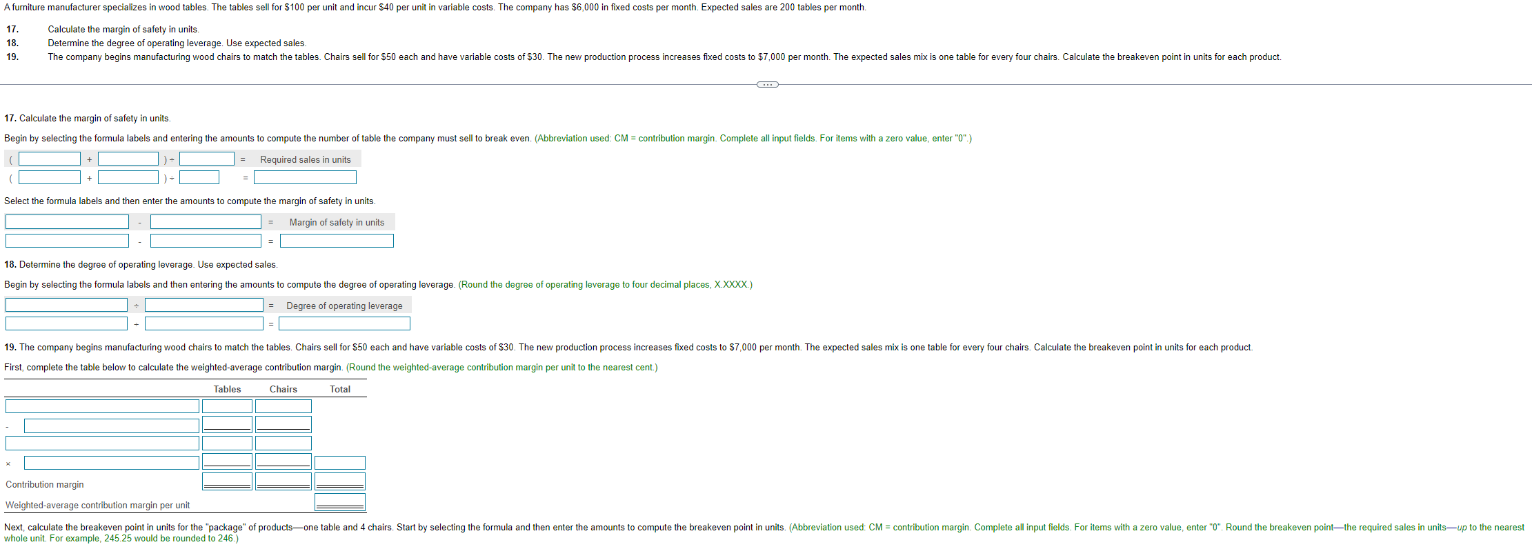 Solved 18. Determine the degree of operating leverage. Use | Chegg.com