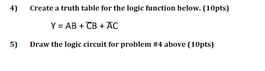 Solved 4) Create a truth table for the logic function below. | Chegg.com