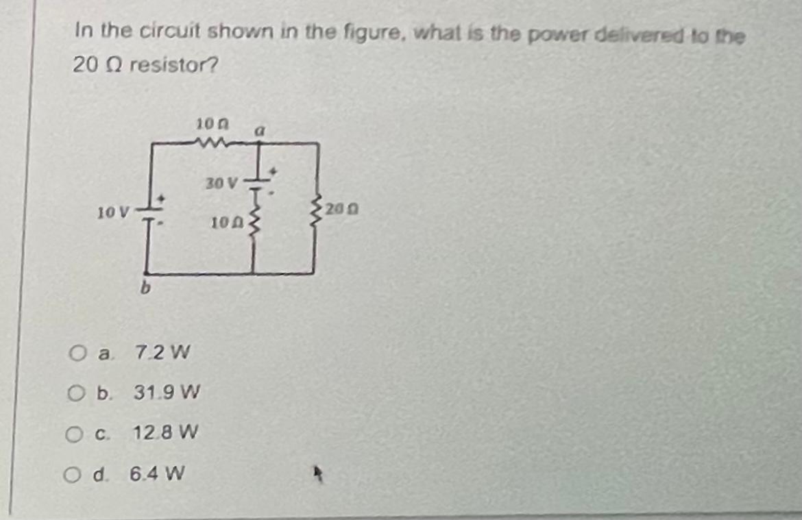 Solved In the circuit shown in the figure, what is the power | Chegg.com