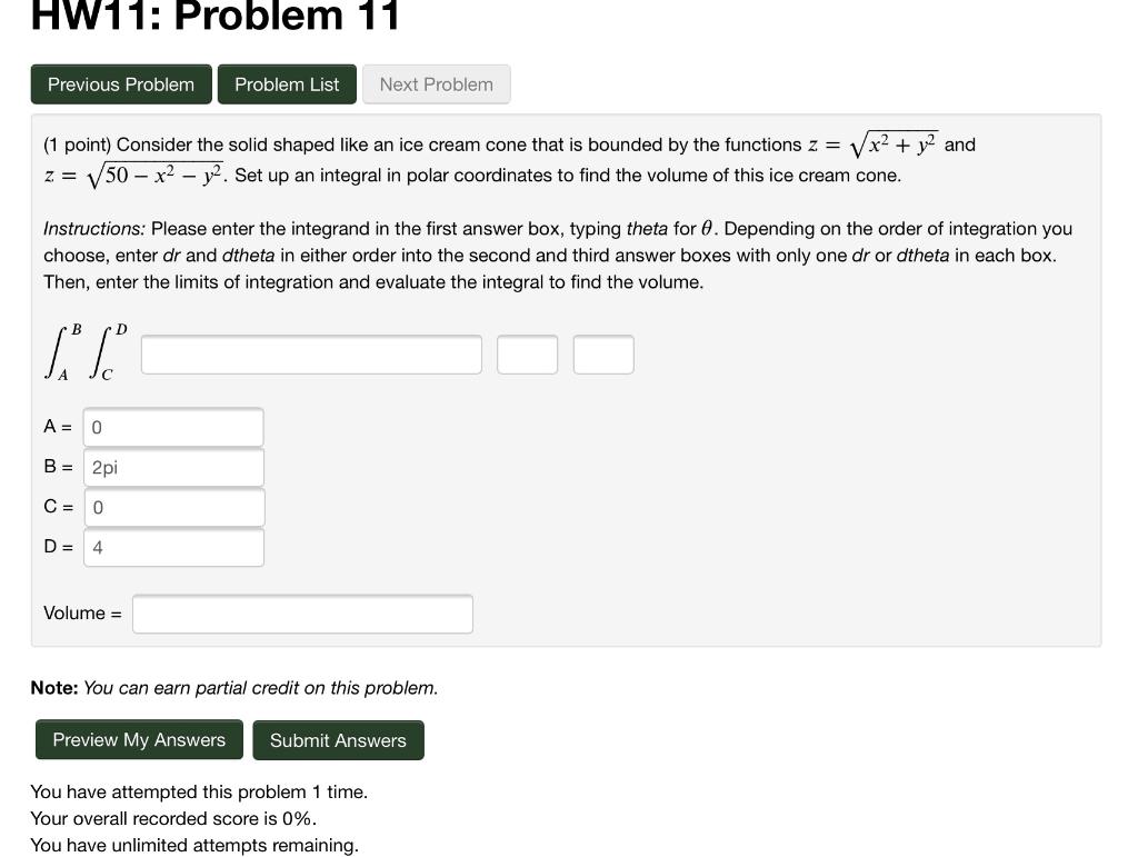 Solved HW11: Problem 11 Previous Problem Problem List Next | Chegg.com