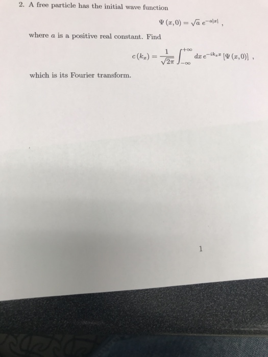 Solved 2. A free particle has the initial wave function | Chegg.com