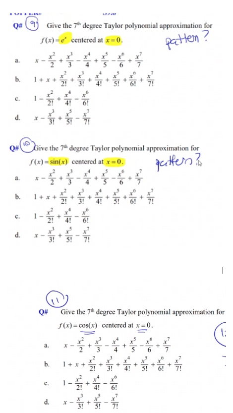 Solved Q# G Give the 7" degree Taylor polynomial | Chegg.com