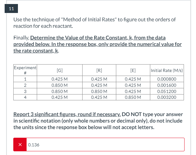 Solved 11Use the technique of "Method of Initial Rates" to | Chegg.com