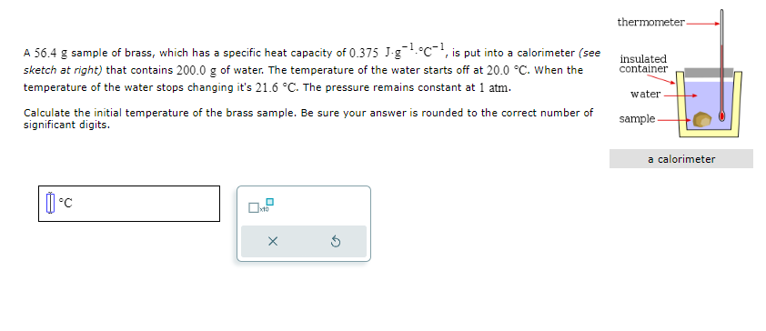Solved A 56.4 g sample of brass, which has a specific heat | Chegg.com