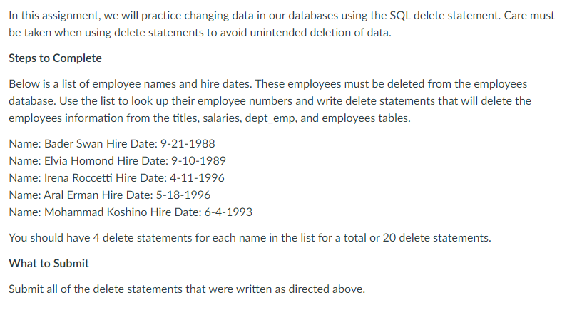 Please answer in C my SQL The Employee IDs; NAME, | Chegg.com