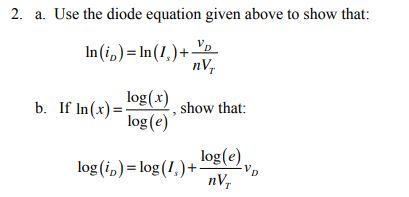 Solved 1. Using the diode current-voltage equation given in | Chegg.com