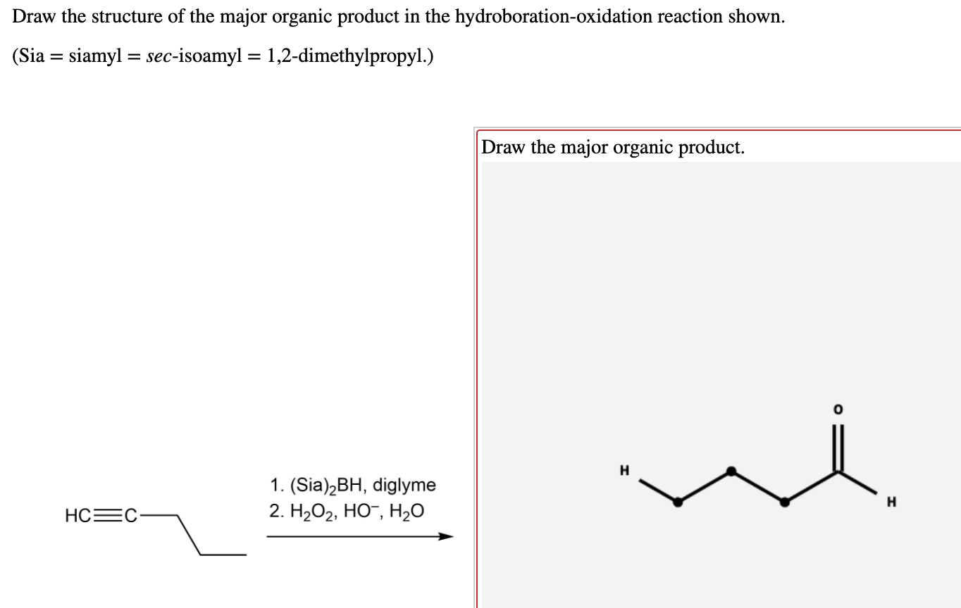 Solved Draw the structure of the major organic product in | Chegg.com