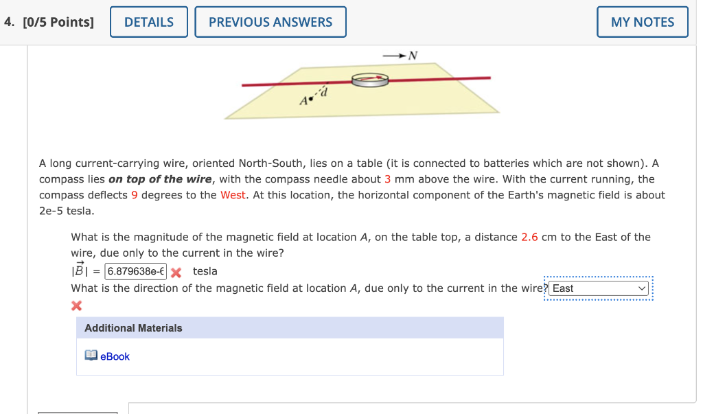 Solved long current-carrying wire, oriented North-South, | Chegg.com