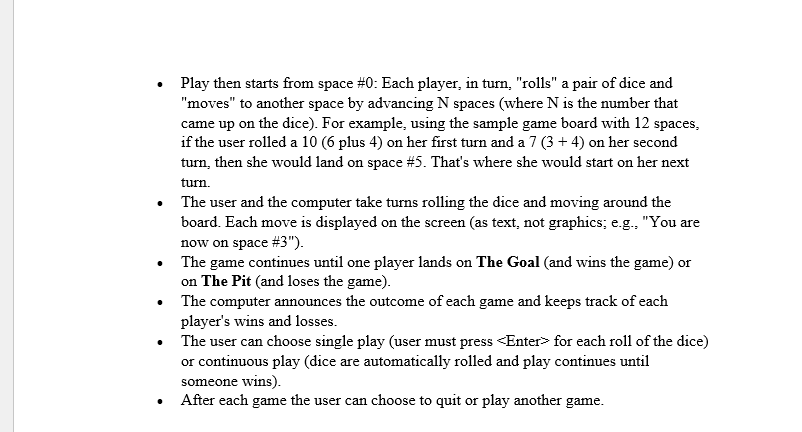 Solved Your first assignment is to write a program to play | Chegg.com