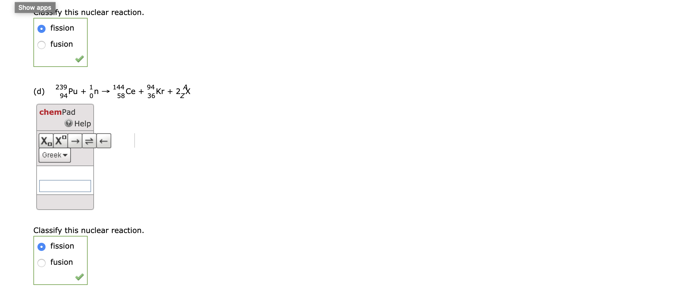 Solved Identify the missing atom or subatomic particle,-X, | Chegg.com