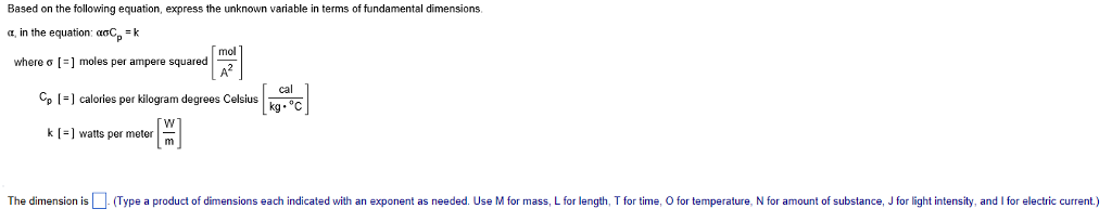 Solved Based on the following equation, express the unknown | Chegg.com