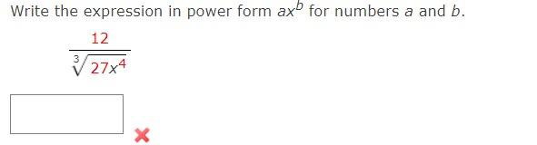 Solved Write the expression in power form axb for numbers a | Chegg.com