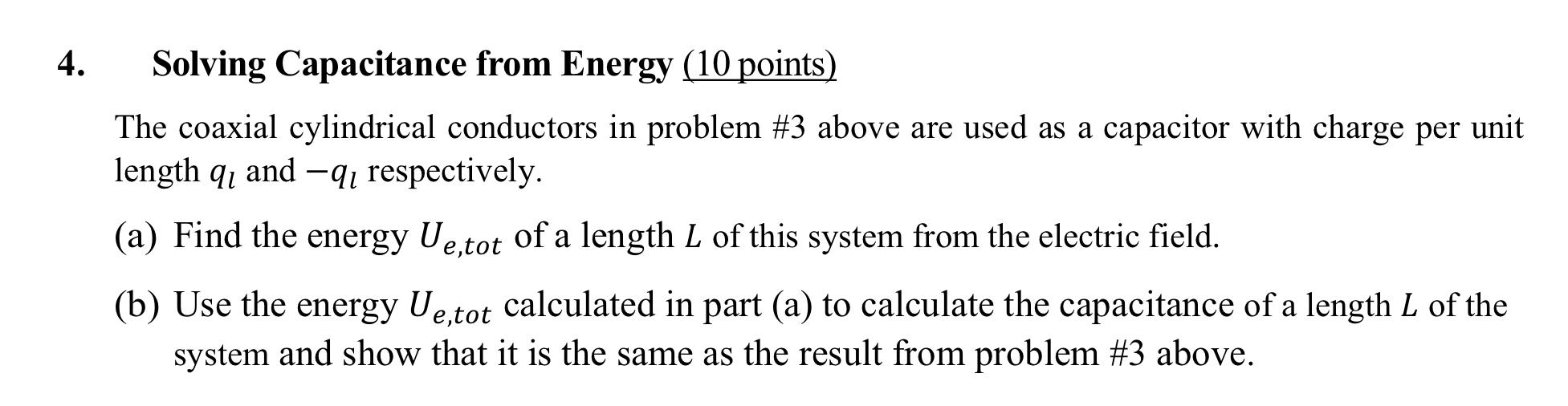 Solved Solving Capacitance from Energy (10 points) The | Chegg.com