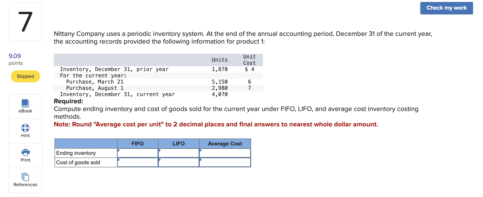 Please help me with filling out the following table: | Chegg.com