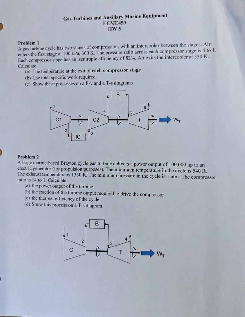 Solved Gas Turbines and Auxiliary Marine Equipment ECME450 | Chegg.com
