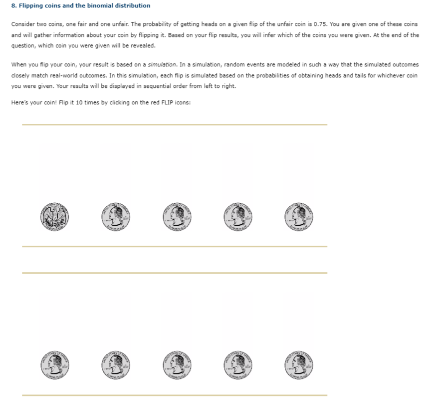 Solved 8. Flipping coins and the binomial distribution | Chegg.com