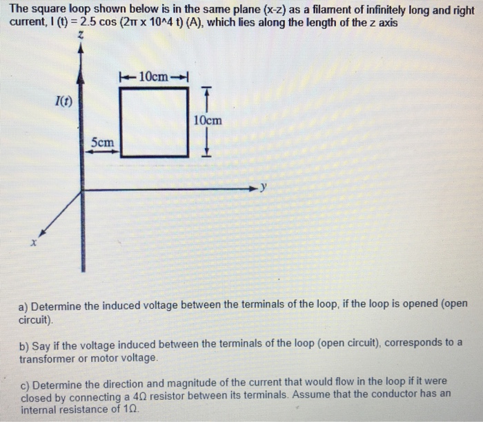 Solved The square loop shown below is in the same plane | Chegg.com