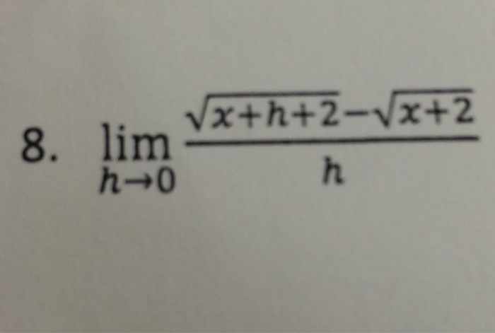 Solved lim_h rightarrow 0 Squareroot x + h + 2 - Squareroot | Chegg.com