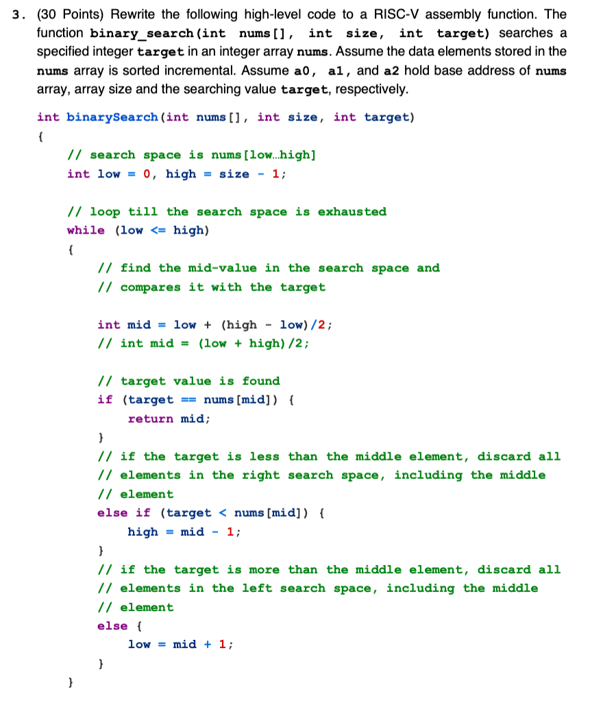 Solved 3. (30 Points) Rewrite the following high-level code | Chegg.com