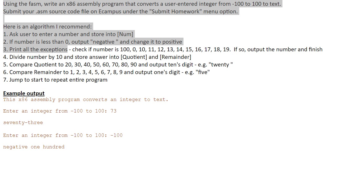 Solved Using the fasm, write an x86 assembly program that | Chegg.com