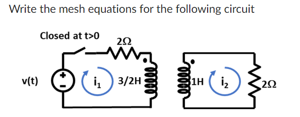 Solved Write the mesh equations for the following circuit | Chegg.com