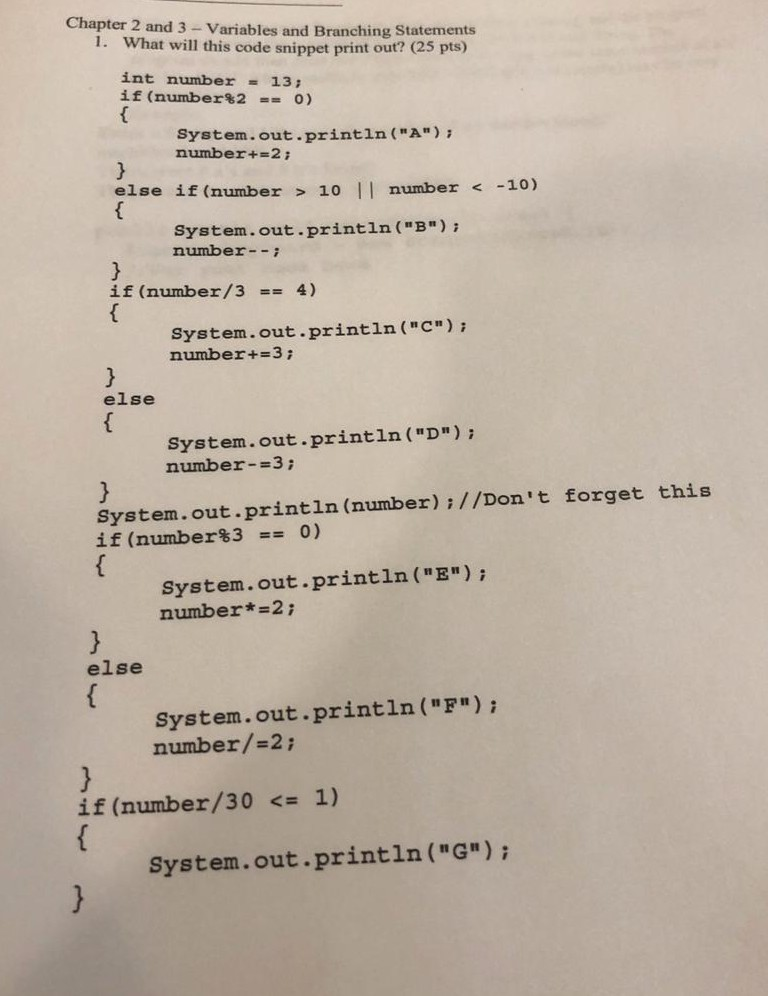 Solved Chapter 2 and 3 - Variables and Branching Statements | Chegg.com