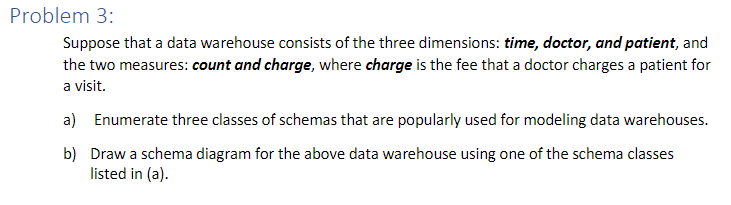 Solved Problem 3: Suppose that a data warehouse consists of | Chegg.com