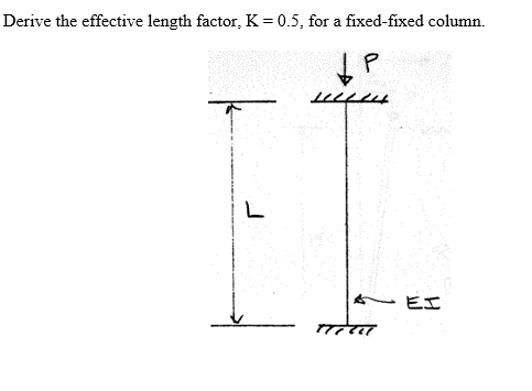 Solved Derive the effective length factor, K=0.5, for a | Chegg.com