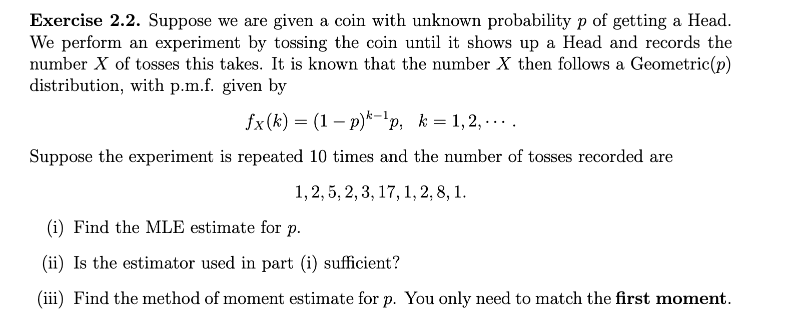 Solved Exercise 2.2. Suppose we are given a coin with | Chegg.com