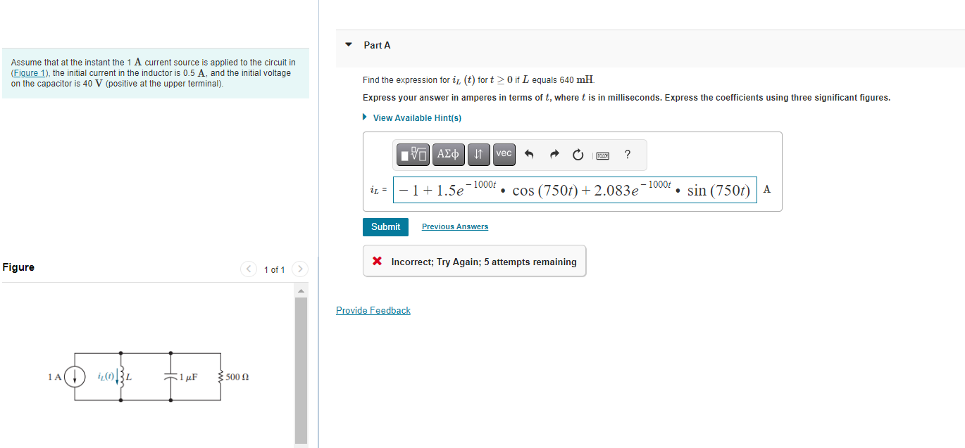 Solved Assume that at the instant the 1 A current source is | Chegg.com